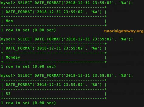 Mysql Date Format