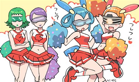 Safebooru 4girls D O Aliana Pokemon Arms Behind Back Blue Hair