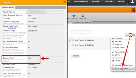 where does the custom field get displayed in paypal when i submit my