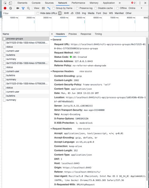 nifi rest command to create new processor group from nifi registry