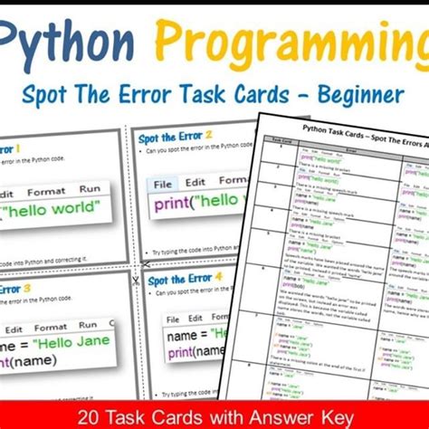 python programming spot the error task cards coding unplugged