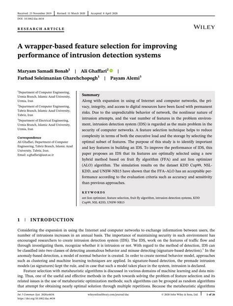 pdf a wrapper‐based feature selection for improving performance of