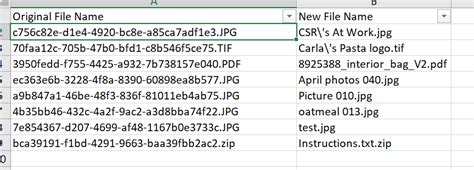 vba rename files using list in excel stack overflow