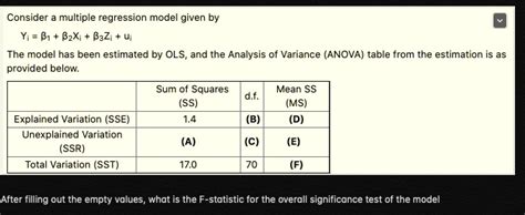 Solved Consider Multiple Regression Model Given By Yi B1 Bzxi Bazi