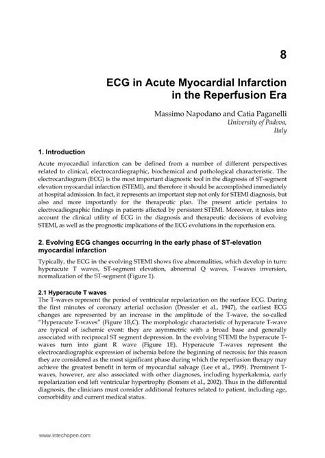 Pdf Ecg In Acute Myocardial Infarction In The Reperfusion Eracdn