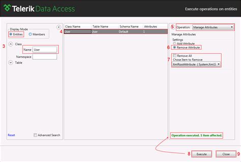 how to remove attributes from entities and properties