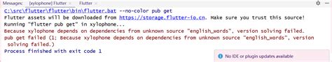 flutter error because xylophone depends on dependencies from unknown