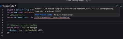 cannot find module unplugin vue define options vite or its