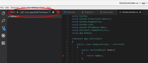 remote debug your asp core container on openshift with visual