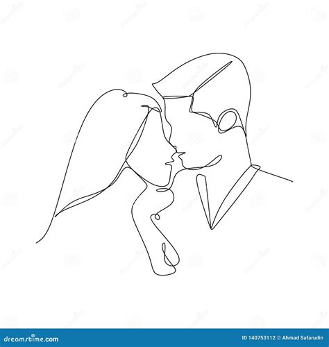Couple In Love With Continuous One Line Drawing Vector Illustration