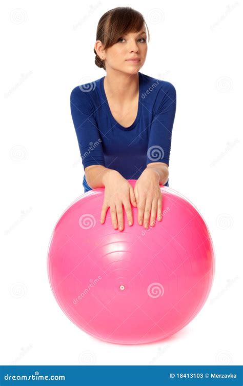 Exercises On A Gymnastic Ball Stock Image Image Of Fitball Mass