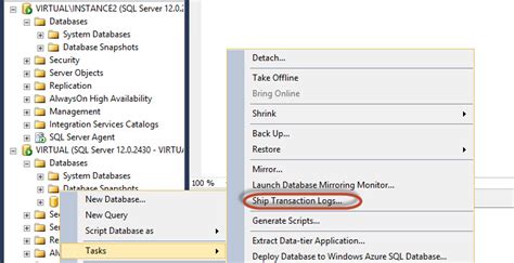 how to create sql server log shipping