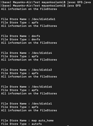 Java Nio File Filestore Class In Java Geeksforgeeks