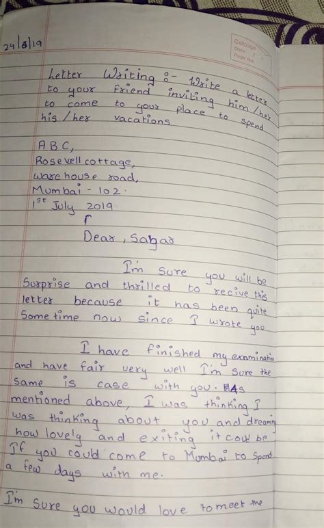 Write A Letter To Your Friend Inviting Him Her To Your Village To Spend