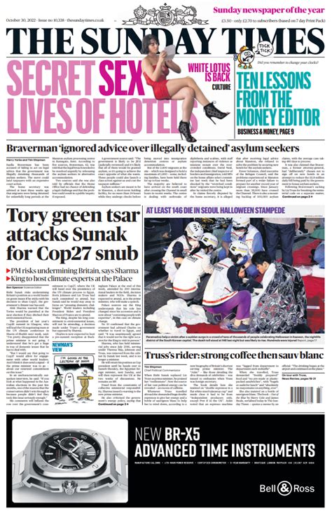 Sunday Times Front Page 30th Of October 2022 Tomorrows Papers Today