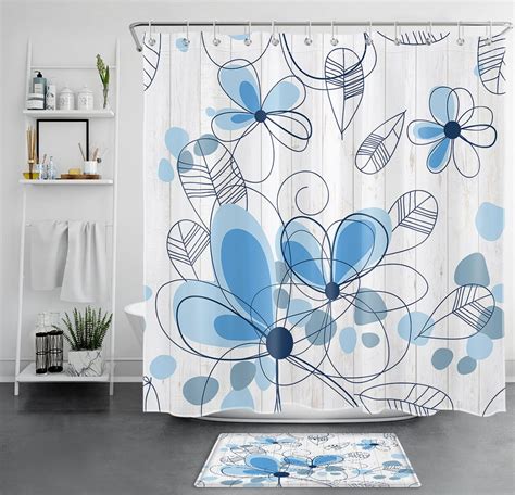Elevate Your Bathroom With A Rustic Blue Floral Shower Curtain Set