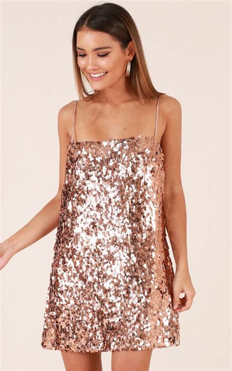 Virgo Rising Dress In Rose Gold Sequin Showpo Fashion Dresses