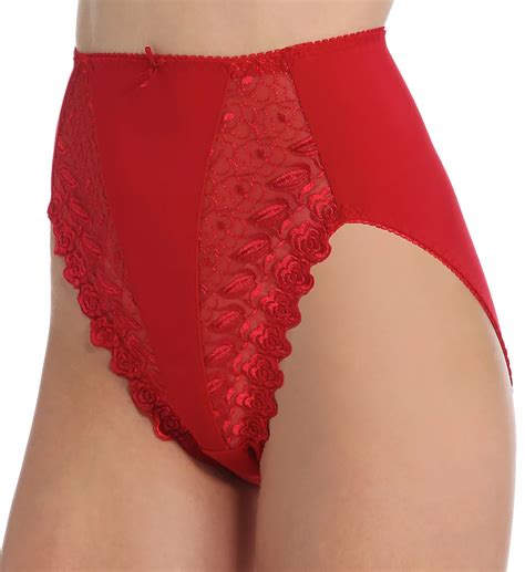 Valmont 2320 Embroidered Lace And Satin Hi Cut Brief Panties Ebay