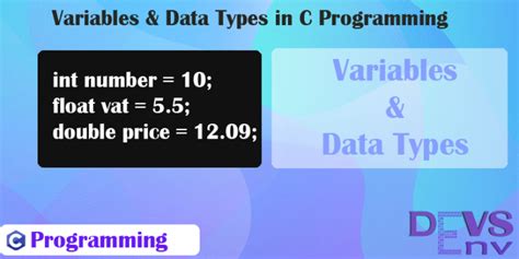 variable and data types with practical examples in c programming devsenv