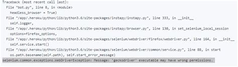 python mon exceptions webdriverexception message