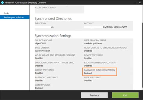 die kenn wort hash synchronisierung wird in azure ad