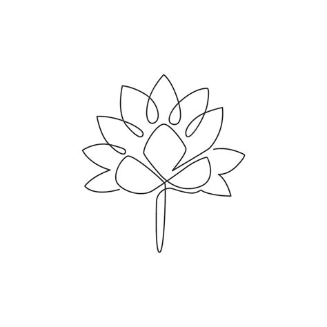Premium Vector One Continuous Line Drawing Of Beauty Fresh Lotus