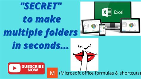 secret to create multiple folders in excel in few seconds youtube