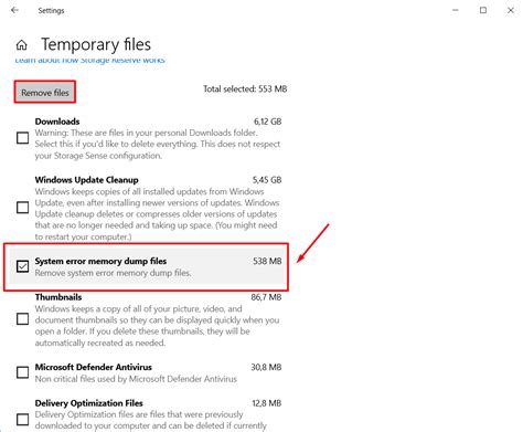 how to delete memory dump files windows 10