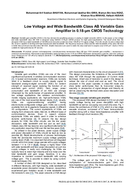 Pdf Low Voltage And Wide Bandwidth Class Ab Variable Gain Amplifier