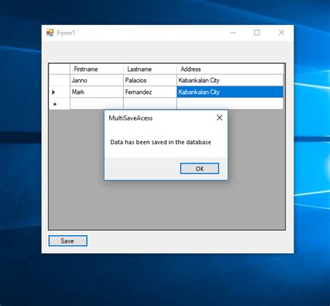 how to save multiple data using vb and access database