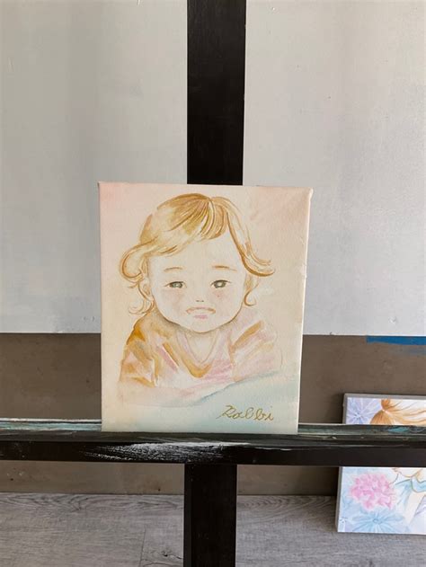 木製パネル人物似顔絵 ⭐️受注制作⭐️サイズf0 180×140㎜ Rabbiart