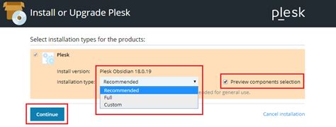 instalación de plesk para linux mediante el gui del installer plesk