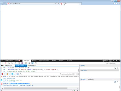 angular exception thrown and not caught in polyfill js angular4