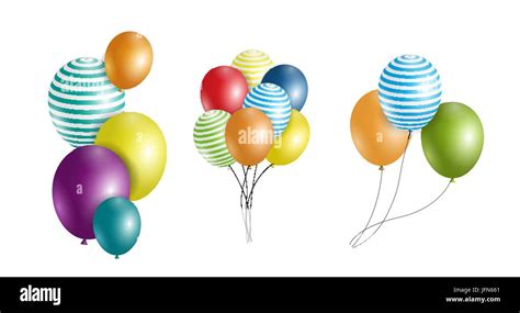 Group Of Colour Glossy Helium Balloons Isolated On Transperent