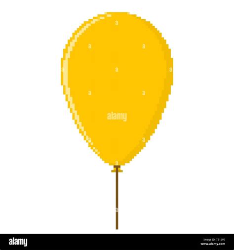Pixel Art Design Of The Balloon Vector Illustration Yellow Balloon In