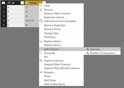 powerbi power bi split column values by character and