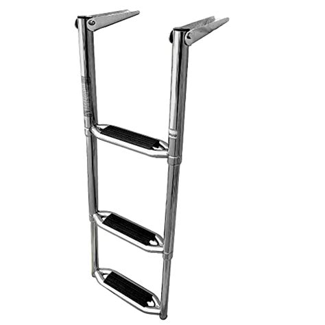 316 Stainless Steel Telescoping 3 Step Boat Ladder With Wide Pedals