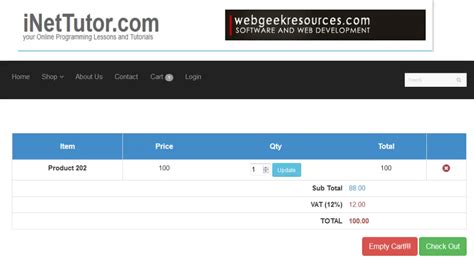 shopping cart system in php and mysql
