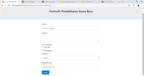 membuat form pendaftaran siswa baru dengan php dan mysql