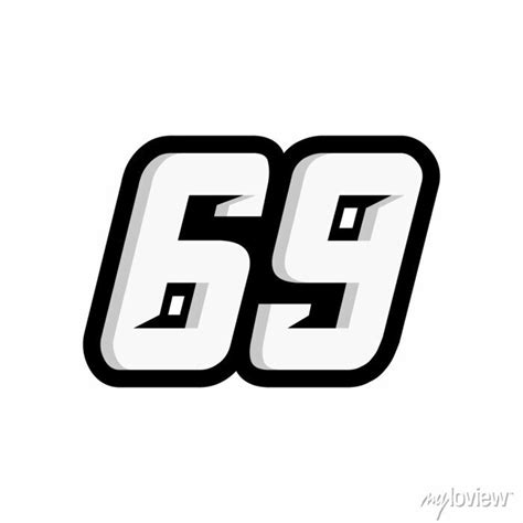 Racing Number 69 Logo On White Background • Wall Stickers Buttons