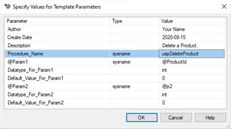sql server stored procedure custom templates ssms and