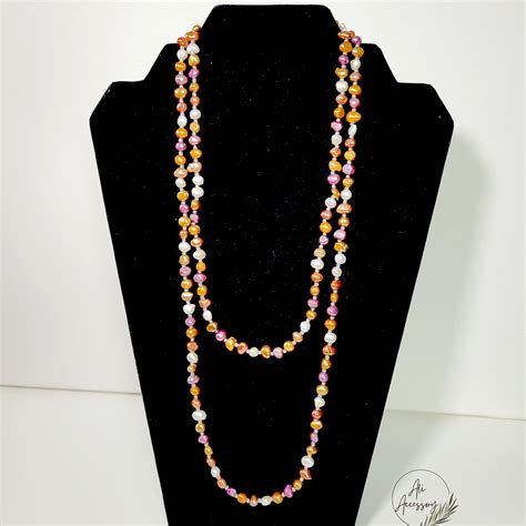 46 Multi Color Freshwater Pearl Necklace Real Pearl Necklace