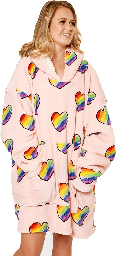 Dreamscene Rainbow Oversized Hoodie Blanket Sweatshirt Soft Sherpa