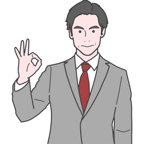 【フリーイラスト】okサインするビジネスマン