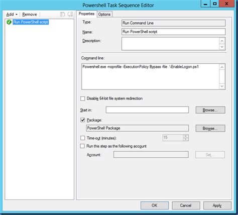 running powershell from task sequence