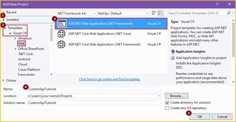 free template for asp net web application of create custom connectors