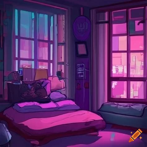 Cozy Cyberpunk Lofi Bedroom Background On Craiyon