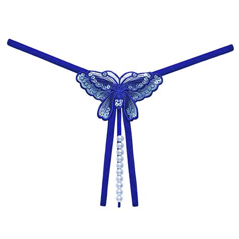 Sex Women Lace Thong Pearl Sequin G String Panties Lingerie Underwear