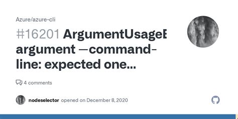argumentusageerror argument command line expected one argument
