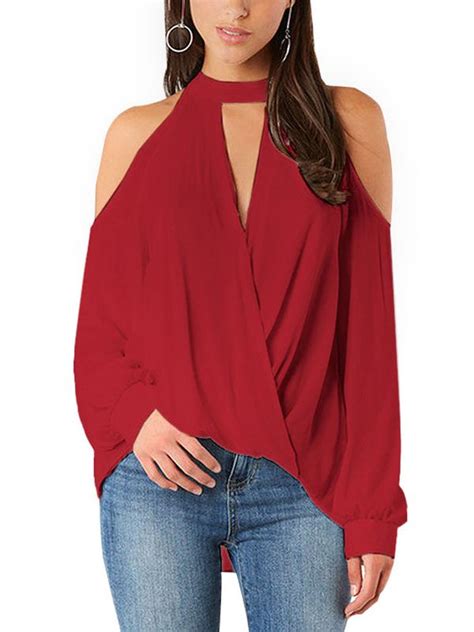 Free 2 Day Shipping Buy Dymade Womens Chiffon Cold Shoulde Long